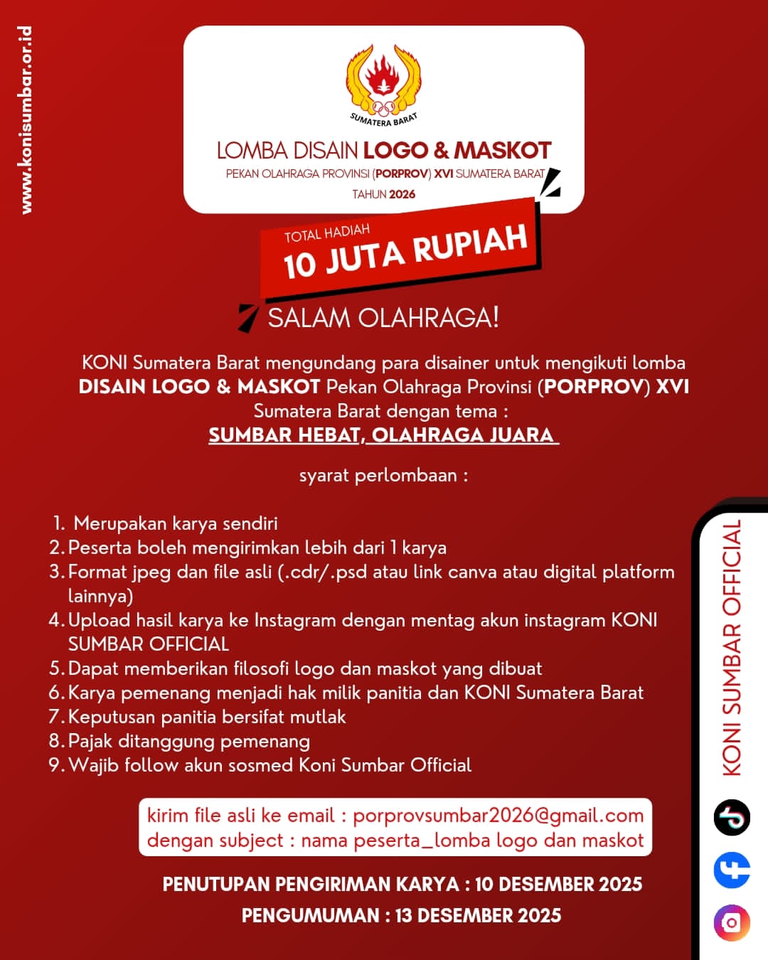 KONI Sumbar Gelar Lomba Desain Logo dan Maskot PORPROV XVI 2026 - KONI ...